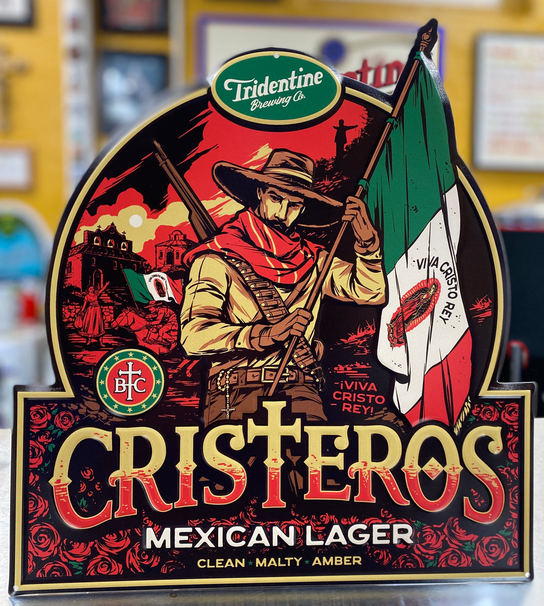 Cristeros Mexican Lager NEW Tin Tacker Sign – Tridentine Brewing